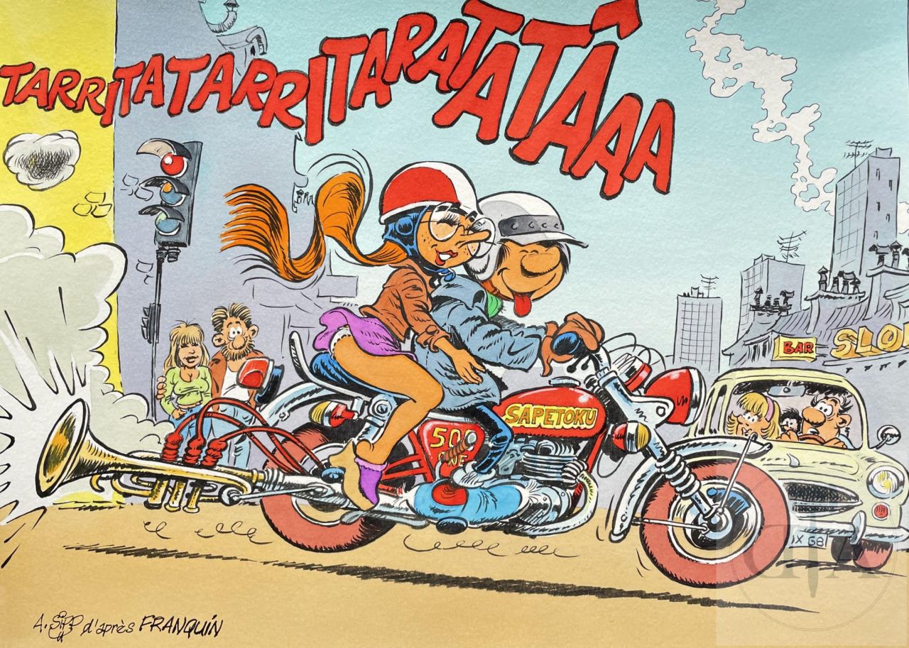 Lot 576 - André Sipp/Gaston Lagaffe. Dessin original illustr ...