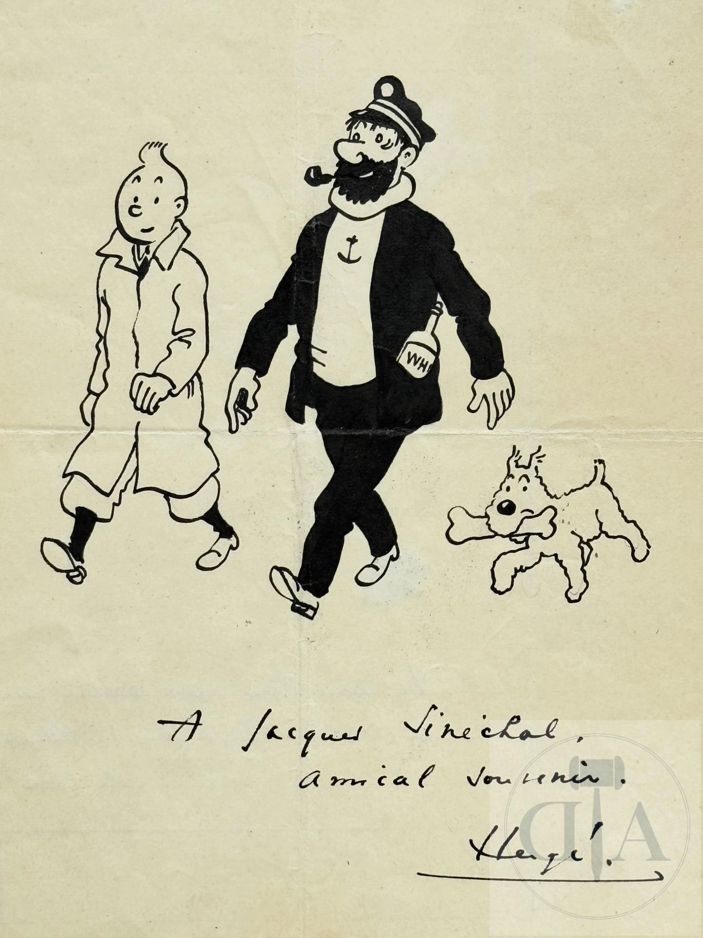 Lot 702 - Hergé / Tintin. Dessin original dédicacé de qualit ...